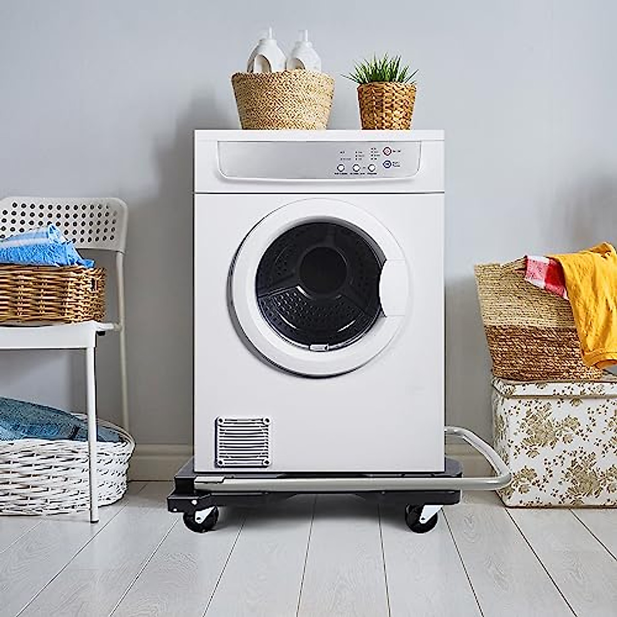 Olympia Tools Fully Folded Resin Push Cart Dolly - 330 Lb. Loading Capacity Foldable Moving Platform Cart Hand Truck - Black Collapsible Heavy Duty Folding & Rolling Flatbed Cart with 4 Swivel Wheels