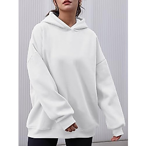 AUTOMET Womens Oversized Hoodies Fleece Sweatshirts Hooded Pullover 2025 Fashion Fall Clothes Trendy Outfits Winter Sweater White L