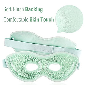 NEWGO Gel Eye Mask Reusable Cooling Eye Mak with Eye Holes, Cold Pack Eye Ice Pack Hot Cold Eye Compress for Puffy Eyes Migraine Headache, Stress Relief, Dry Eyes Dark Circles (Green)