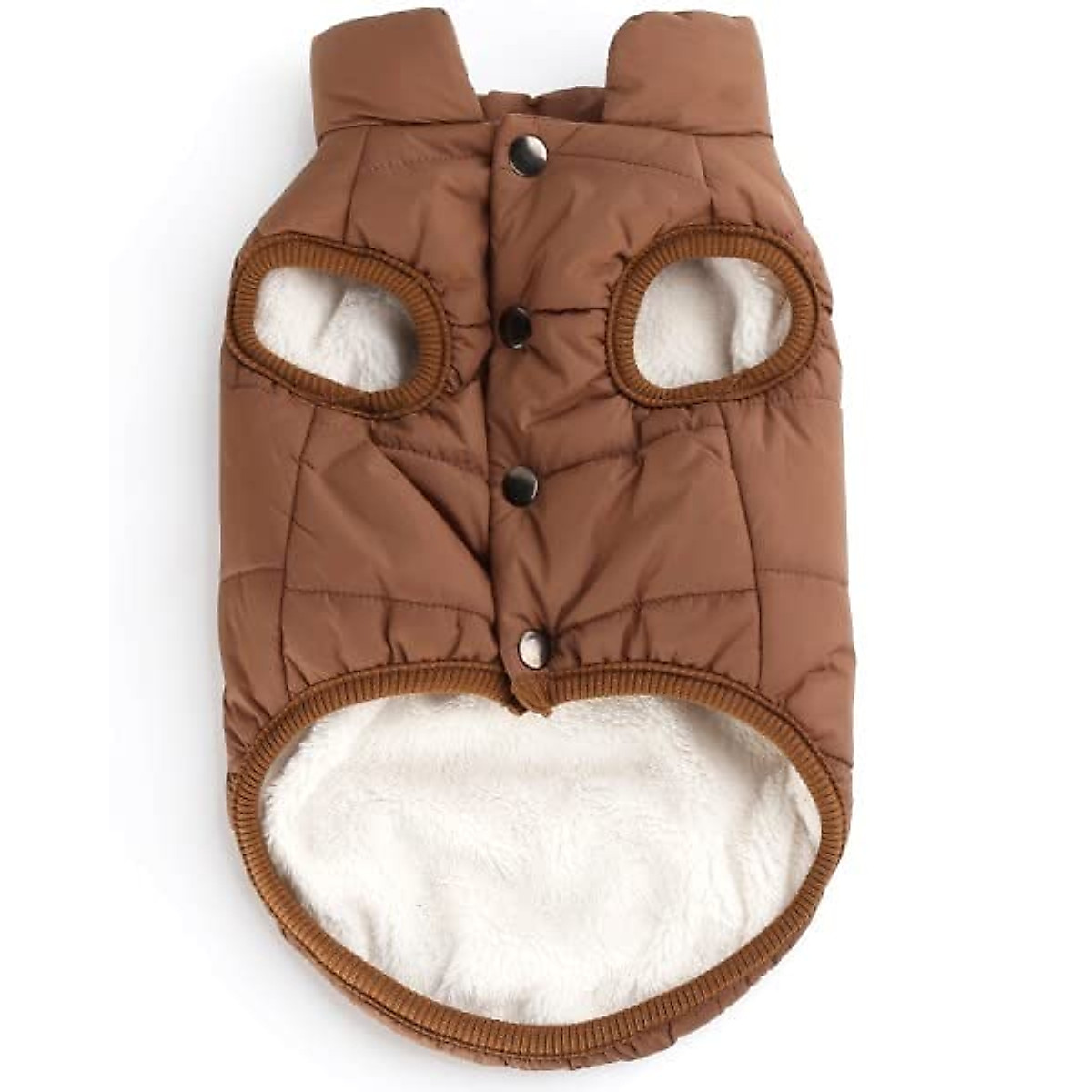 PAWSINSIDE Dog Puffer Jacket Cold Weather Fleece Vest Coat Pet Quilted Winter Clothes for Small Medium Large Dogs (Coffee, Small)