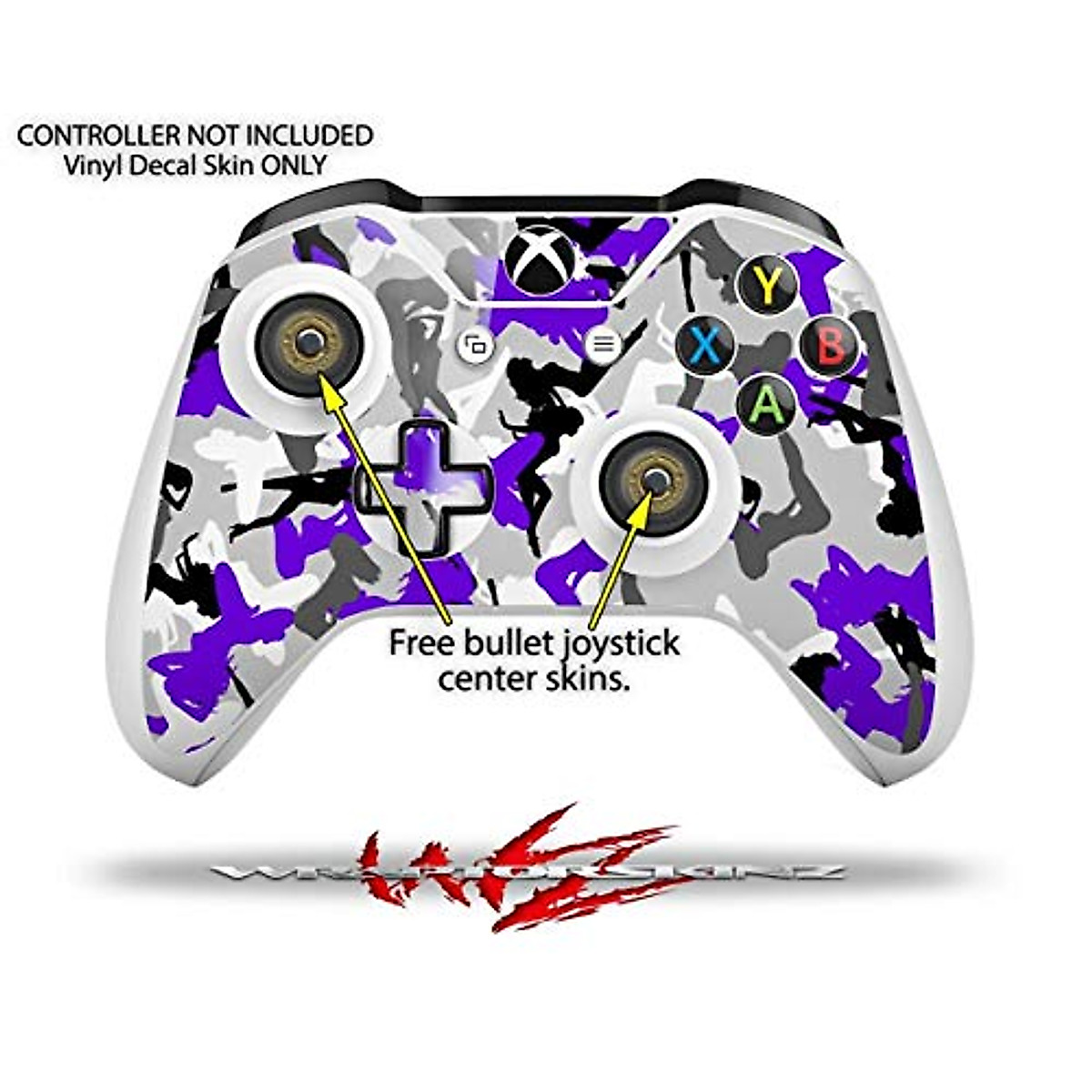 WraptorSkinz Decal Vinyl Skin Wrap Compatible with Xbox One S Console and Controllers - Sexy Girl Silhouette Camo Purple