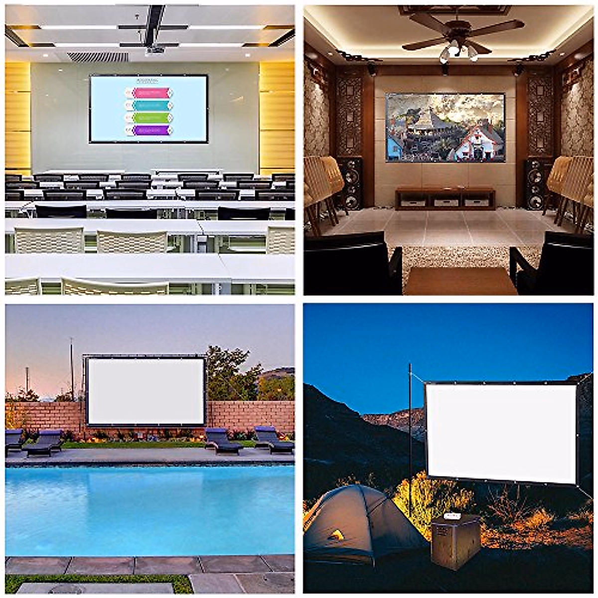 Instahibit 84" 16:9 Foldable Projector Screen Portable Outdoor Backyard Movie Screen Front Projection Screen PVC 3D 4K HD Indoor Home Theater Camping with Carry Bag
