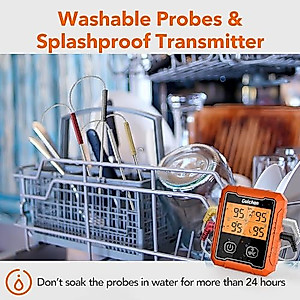 Wireless Meat Thermometer, Guichon Digital Meat Thermometer, 4 Probes Food Thermometer for BBQ, Grill, Oven, Smoker, Grill Thermometer with 500FT Remote Range