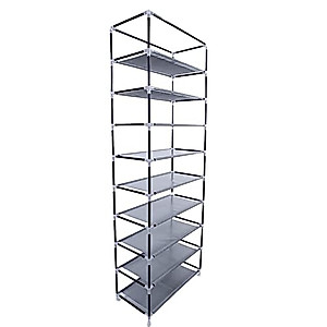 MEZHI 10Layers 9 Grid Shoe Rack Shelf Storage Closet Organizer Cabinet Portable 63inch