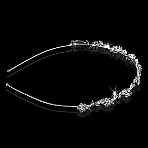 SUWOW Bridal Headband Bridal Headpieces for Wedding Crystal Headband Stylish Rhinestones Princess Crown Flower Leaf Tiara Headband Wedding Tiaras for Bride Prom Headband for Women Girl Adult Kids