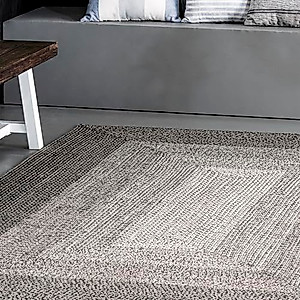 nuLOOM Jayda Braided Ombre Indoor/Outdoor Area Rug, 4x6, Charcoal