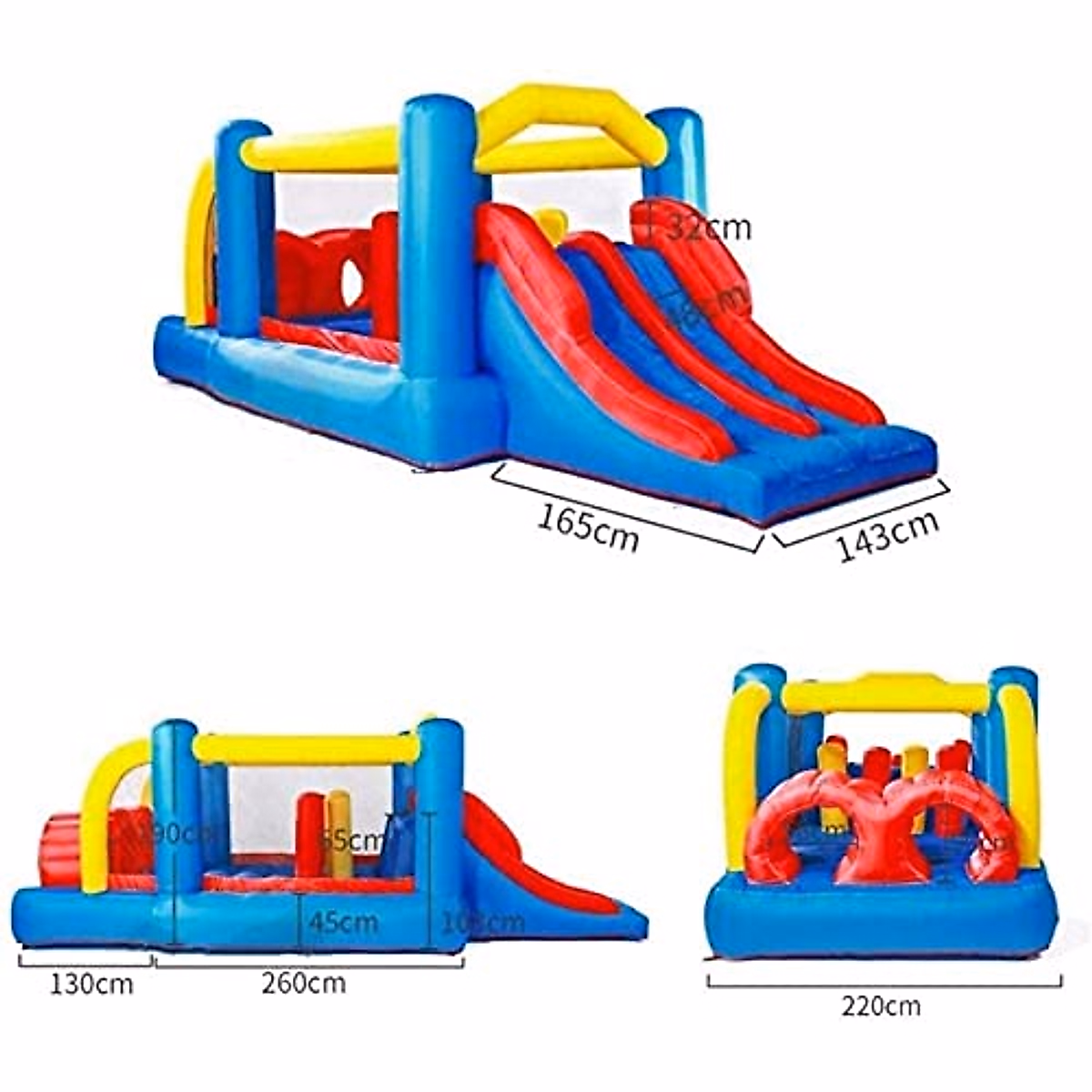 Inflatable Castle and Slide, Trampoline Children S Indoor and Outdoor Jumping Bed Kindergarten Small Square Toys Playground 560 * 255 * 190Cm
