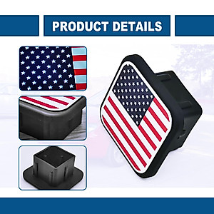 1 PC Trailer Hook Dust Proof Plug, USA American Metal Flag Trailer Hitch Cover Tube Plug, Heavy Duty Trailer Hitch Tube Cover, Car Accessories, Suitable for Most Cars and Trailers (Red)
