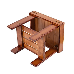 JOIKIT 2 Pack 11 x 9 x 10 Inches Bamboo Step Stool, Bamboo Small Stool with Storage Shelf, Kids Wooden Foot Step Stool Bathroom Bench for Kitchen, Bedroom, Bathroom, Hallway