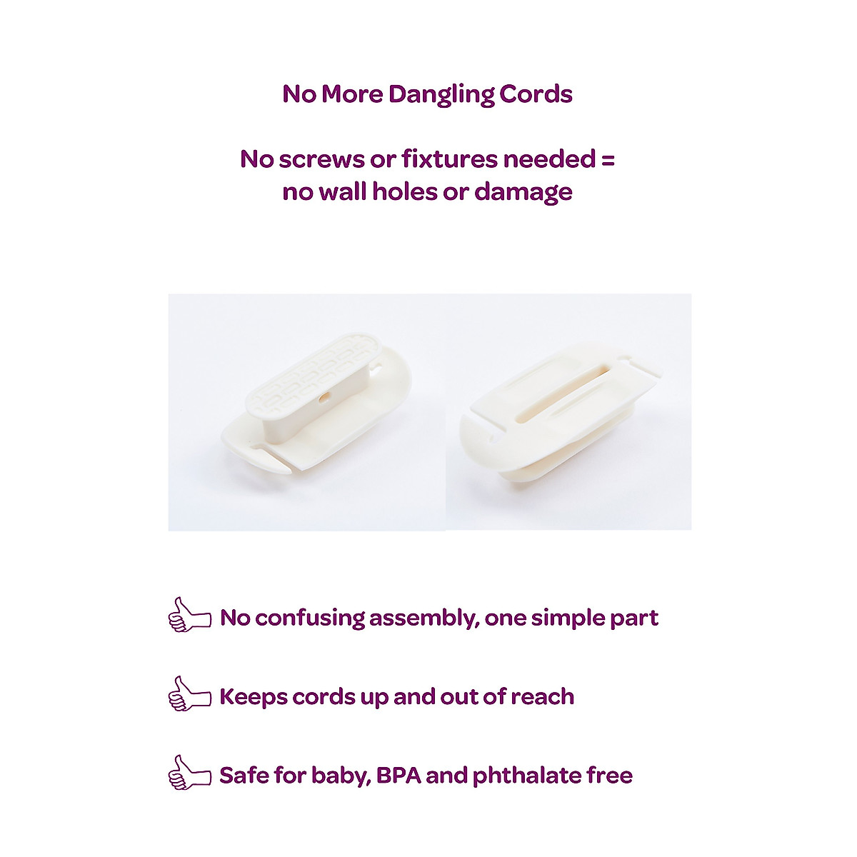 Rhoost Blind Cord Wind Up - Cord Winder (2-Pack) (White) - Curtain and Blind Winder Baby Proofing Window Safety