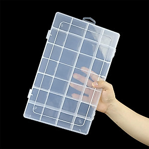 Organizer Box with Parkical Adjustable Dividers, 28 Grids Plastic Storage Container for Jewelry, Craft DIY, Bead Organizer, Sewing, Dip Powder, Hair Accessories (3 Pack 28 Compartment Organizer Box)