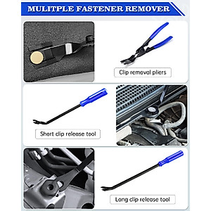 Poraxy 19Pcs Trim Removal Tool, Car Panel Door Audio Dashboard Trim Removal Tool Kit, Auto Clip Pliers Fastener Remover Set, Plastic Pry Tool, Automotive Upholstery Removal Kit