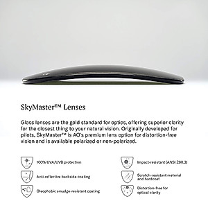 AO Original Pilot Sunglasses - Silver - True Color Gray SkyMaster Glass Lenses - Bayonet Temple - Polarized - 52-20-140