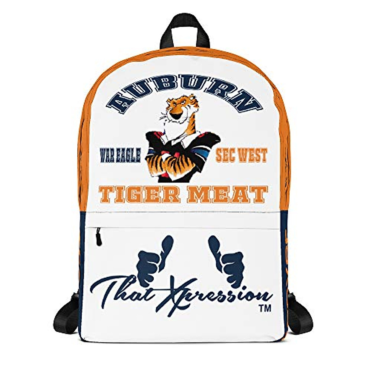 ThatXpression Fashion Fitness Auburn War Eagle Themed Gym Fitness Laptop Orange Blue Backpack