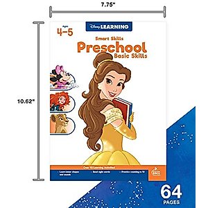 Disney Learning Preschool Basic Skills Workbook―Handwriting, Letter Recognition, Counting, Language Arts and Math Practice for Ages 4-5, Smart Skills Series (64 pgs)