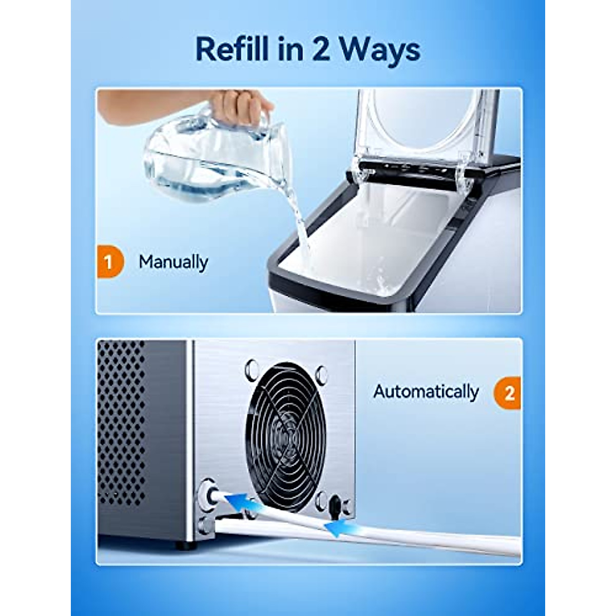 Thereye Countertop Nugget Ice Maker, Pebble Ice Maker Machine, 30lbs Per Day, 2 Ways Water Refill, 3Qt Water Reservoir & Self-Cleaning, Stainless Steel Finish Ice Machine for Home Office Bar Party