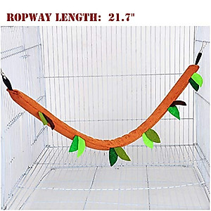 SEIS 5 Pcs Sugar Glider Hammock Set Pet Hanging Cage Accessories Leaf Design Small Animal Hammock Channel Ropeway Swing for Ferret Birds Parrot Squirrel (5 PCS)