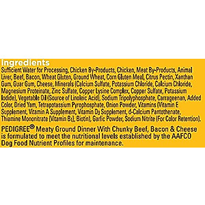 Pedigree Meaty Ground Dinner Beef, Bacon & Cheese Canned Dog Food 13.2 Ounces (Four 6-Can Cases)