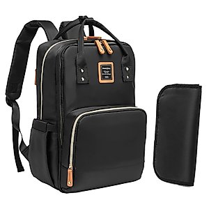 Hamdjkto Diaper Bag Backpack, 19-Pockets Stylish Lightweight Baby Bags for Boys Girls, Machine Washable Eco-Friendly Mommy Dad Travel Bag with Changing Pad, Black