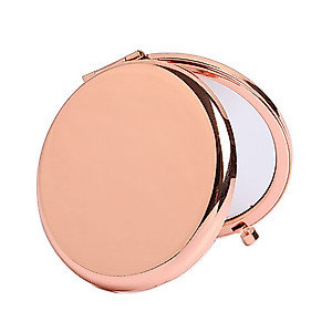 oaiqiy Compact Mirror, Handheld 2.75 inches Travel Makeup Mirror, 1X/2X Magnifying Round Pocket Makeup Mirror(Rose Gold)