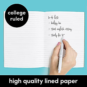 PAPERAGE 6-Pack Composition Notebook Journals, 120 Pages, Kraft Cover with Rainbow Spines, College Ruled Lined Paper, Small Size (8 in x 5.75 in) – for School, Office, or at-Home Use