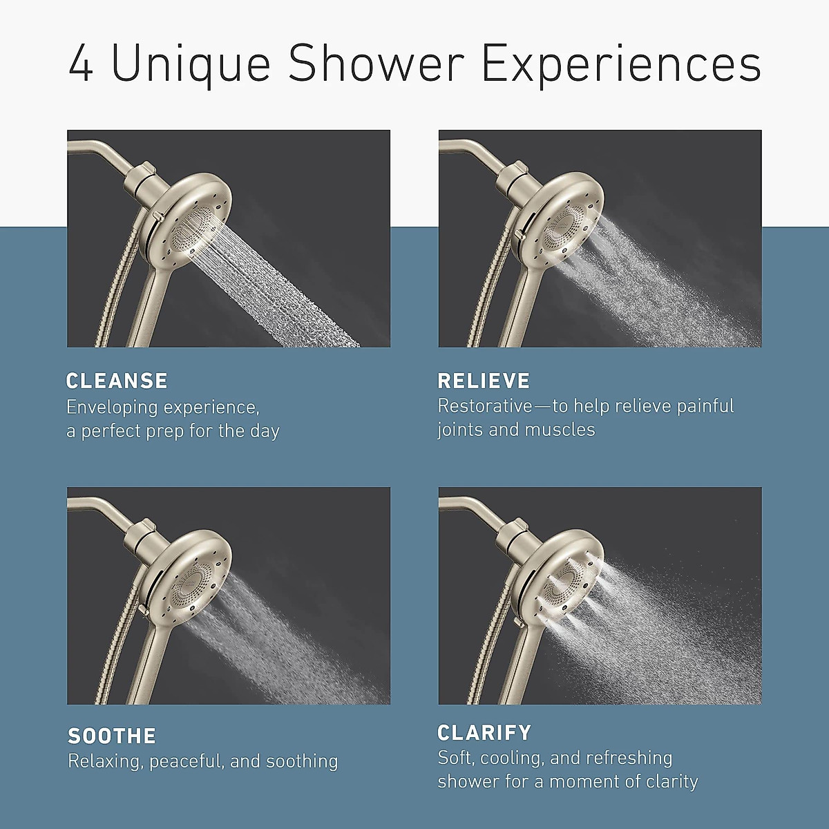 Moen N400H0BN Quattro Handheld Four Unique Shower Experiences and Magnetix Dock, Brushed Nickel