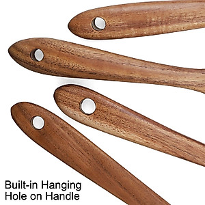 Wooden Cooking Utensils Set 4-Piece Wood Kitchen Utensil Set for Non Stick Cookware Wooden Spatula,Fork,Turner,Ladle,Strainer Spoons