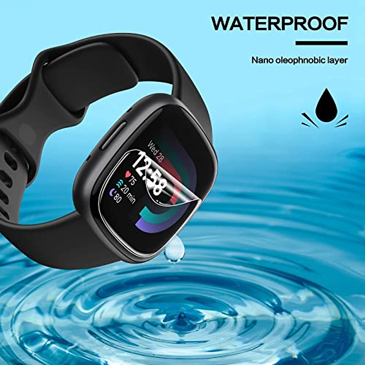 [ 6 Pack ] Compatible for Fitbit Versa 4 / Versa 3 Screen Protector, Fitbit Sense 2 / Sense Screen Protector, YMHML [Upgrade Flexible Film] Soft HD Clear Anti-Scratch Protector for Fitbit Accessories