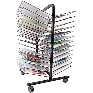Drying Rack, Solid 26-Shelf Mobile Art Drying Rack with Wire Shelves for Works of Art, Black Powder Coated Finish, Drying & Print Racks, Ideal for Schools and Art Clubs