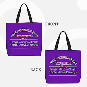 Custom Personalized Tote Bag Custom Bags Women Shoulder Handbag Dark Purple Customize Totes With Your Team Logo Text Image Customized Gifts