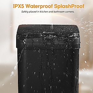 LJIACLEA Bathroom Smart Touchless Trash Can for Kitchen 2.6 Gallon Automatic Motion Sensor Rubbish Can with Lid Waterproof Narrow Small Garbage Bin for Kitchen, Toilet, Bedroom, RV(Black,Battery)