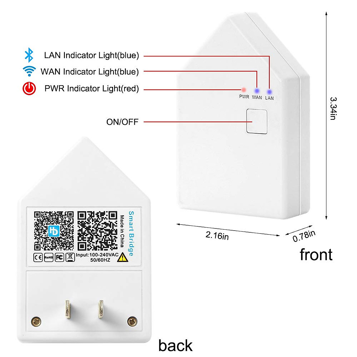 Bluetooth Mesh Smart Bridge Smart Hub Connect to Wi-Fi, Only Work for HaoDeng Bluetooth Mesh Smart Devices, Enables Remote Access to the Bluetooth Smart Lighting, Compatible with Alexa, Google Home