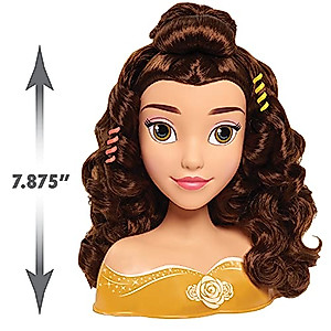 Disney Princess Belle Styling Head, Brown Hair, 10 Piece Pretend Play Set, Beauty and the Beast, Officially Licensed Kids Toys for Ages 3 Up by Just Play