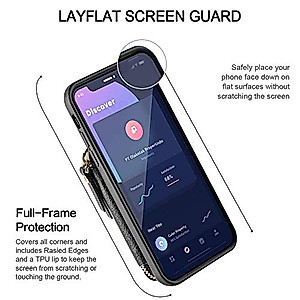 ZVE Case for Apple iPhone XR, 6.1 inch, Wallet Case with Crossbody Strap Credit Card Holder Slot Handbag Purse Wrist Zipper Strap Case Cover for Apple iPhone XR 6.1 inch - Black