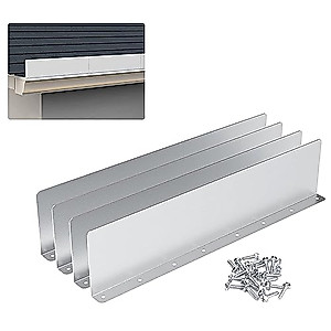 Meokro 4 Pcs Gutter Valley Splash Guards Aluminum Roof Valley Splash Shield Straight Rain Diverter Roofing Gutter Guards with 32 Screws for House Shingle Roofs Corner