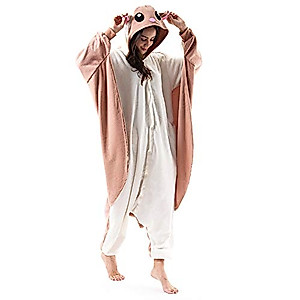 Beauty Shine Adult Unisex Animal Flying Squirrel Costume Halloween Christmas Cosplay Plush Pajamas Onesie (Small, Flying Squirrel)