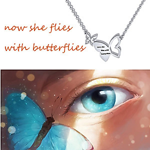 KUIYAI Now She Flies with Butterflies Necklace Rememberance Necklace (butterflies necklace)