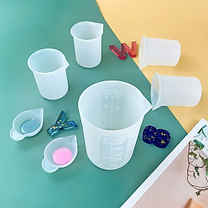 7 pcs Silicone Measuring Cups kits, 1 pc 250ml Silicone Cups, 4 pcs 100ml Non-Stick Mixing Cups , 2 pcs 10ml Silicone Mold Cup Dispenser, For Casting Moulds, Jewelry Making, Diy, Crafts