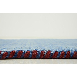 Unique Loom Solid Gava Collection 100% Natural Twisted Wool Modern Light Blue Area Rug (3' x 5')