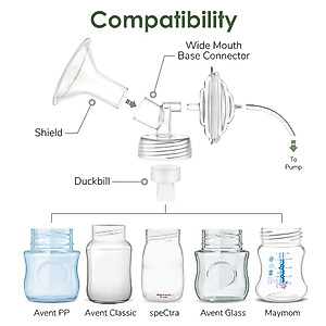 2X 22 mm Maymom Two-Piece Wide Neck Pump Parts Compatible with Spectra S1,Spectra S2 Pumps and 2 Valves; Incl Wide Mouth Flanges; Not Original Spectra Flange; (22mm Flange with Valve)