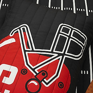 Lush Decor American Football Reversible Oversized Kids 5 Piece Quilt Set, Full/Queen, Black & Navy