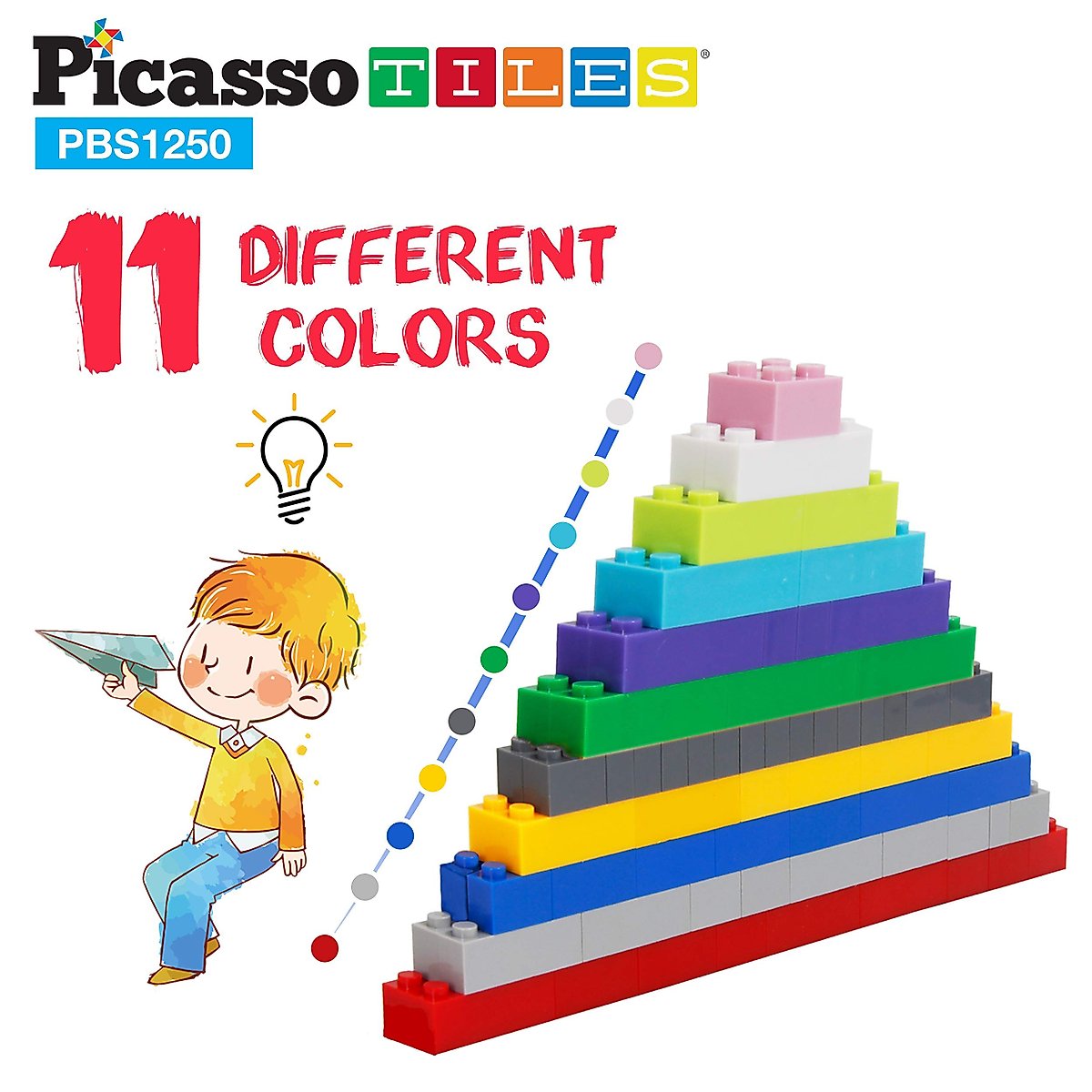 PicassoTiles 1250 PCs Educational Building Block Tiles Set Creative Shapes to Enhance Imaginative Play Unique Set to Characters and Numbers Learning STEM Toys Washable for Learning Education Ages 3+