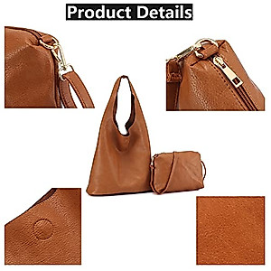 Women Tote Bag Handbags PU Leather Fashion Hobo Shoulder Bags (Black)