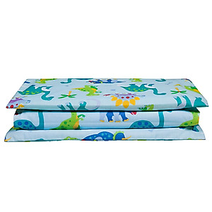 Wildkin Kids Nap Mat Cover for Boys & Girls, Sewn-in Flap Design Rest Mat Cover, Perfect for Preschool and Daycare, Fits Our Vinyl Nap Mat up to 1.5 Inches Including Basic Sleep Mat (Dinosaur Land)