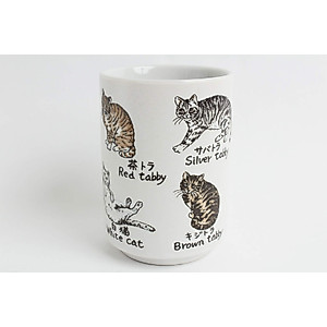Mino ware Japanese Ceramics Sushi Yunomi Chawan Tea Cup Japanese Cat made in Japan (Japan Import) YAY080
