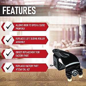 Left Power Sliding Door Roller Assembly - Center Male - Replaces 72561-SHJ-A21, 924-128, 72561SHJA21 - Compatible with Honda Odyssey 2005, 2006, 2007, 2008, 2009, 2010 EX, EX-L, Touring model