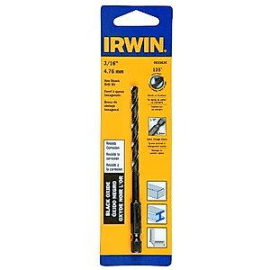 Irwin Tools 4935639 Black Oxide Hex Shank Drill Bit, 3/16-Inch