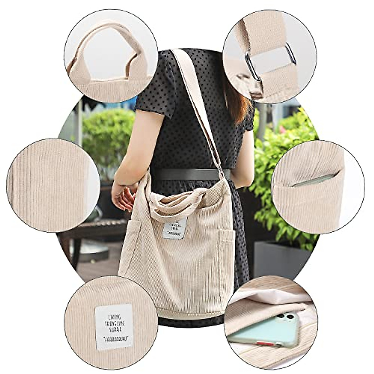 WantGor Large Tote Bag for Woman, Women's Crossbody Shoulder Handbags Big Capacity Shopping Bag (Beige)