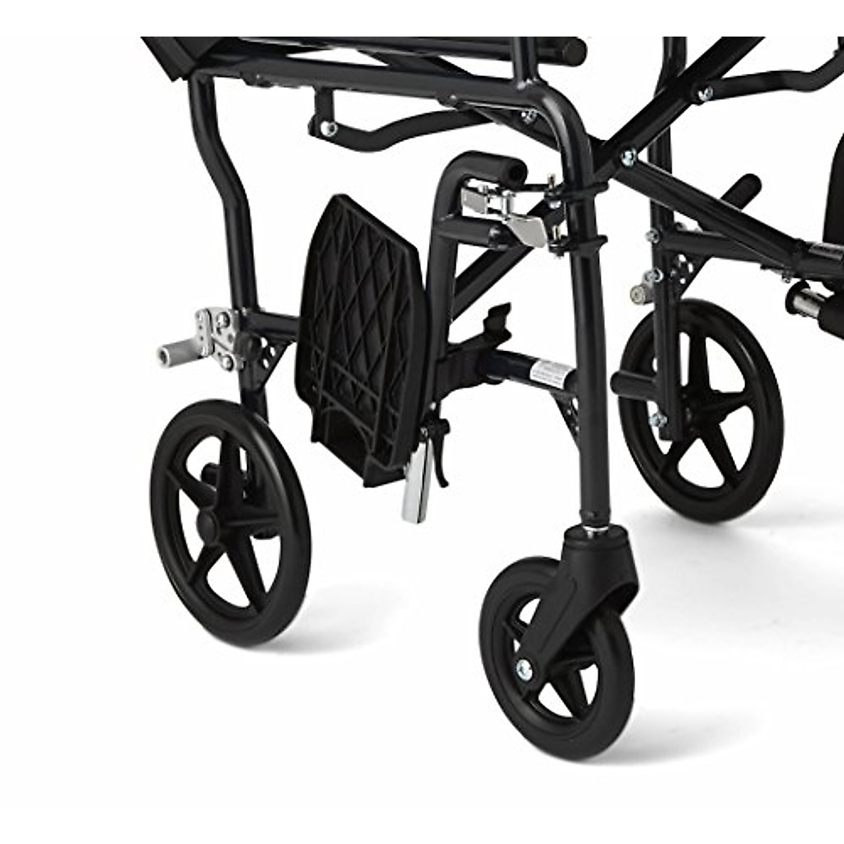Medline Ultralight Transport Wheelchair with 19” Wide Seat, Folding Transport Chair with Permanent Desk-Length Arms, Black Frame