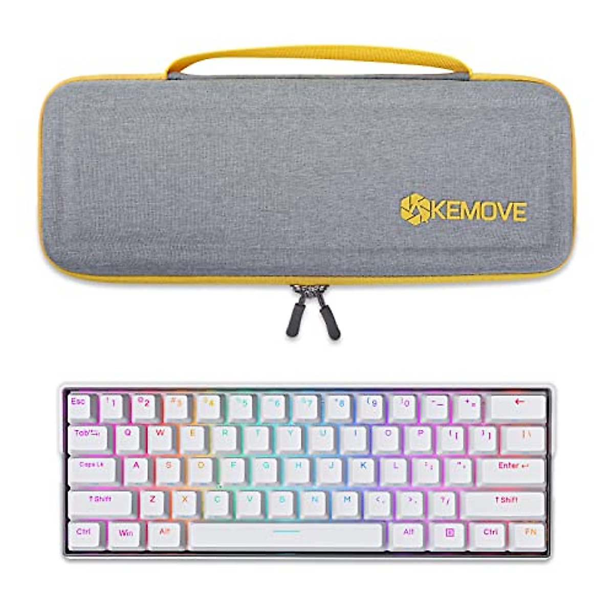 KEMOVE 61 Key Keyboard Case Hard EVA Keyboard Sleeve Travel Case Protective Pouch, Mechanical Keyboard Storage Carrying Case Compatible with 60% Gaming Keyboard